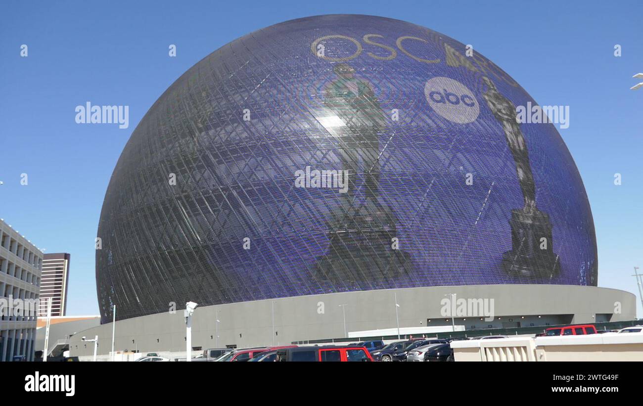Las Vegas, Nevada, USA 8th March 2024 Jimmy Kimmel Oscars on Sphere Immersive Globe Venue on ...