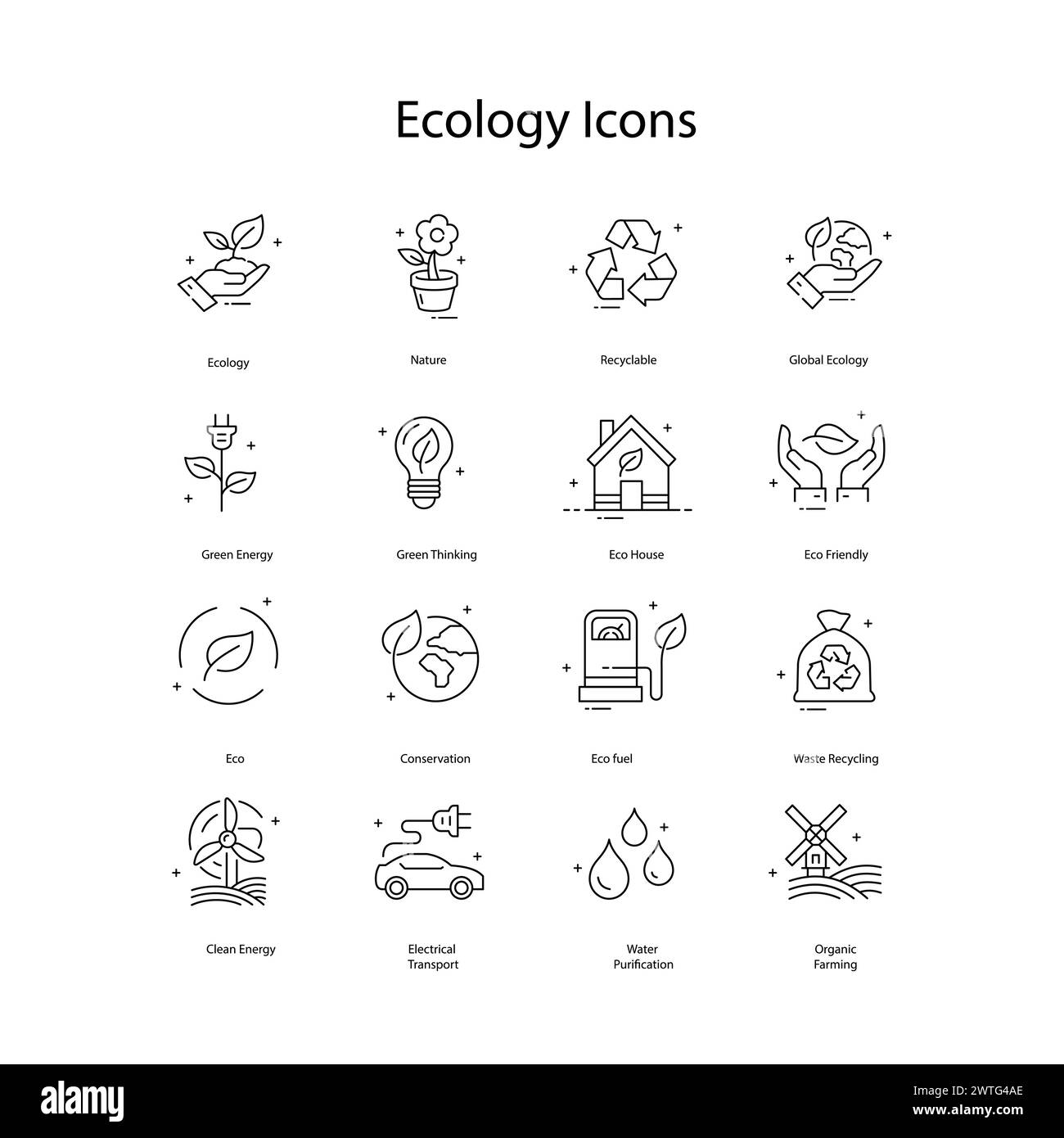 Ecology Vector Icon Set Environmental Conservation Symbols Stock Vector ...