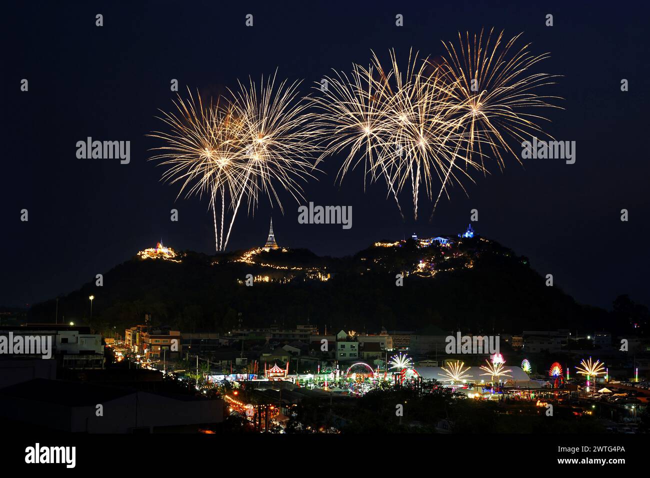 photo of big firework over the city Stock Photo - Alamy