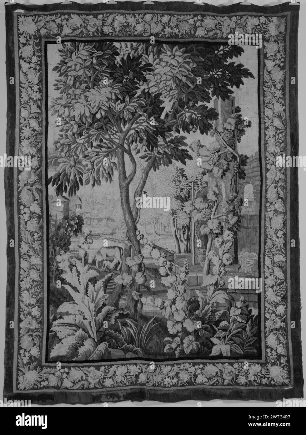 Cow feeding calf amidst vines. unknown c. 1700-1750 Tapestry Dimensions ...