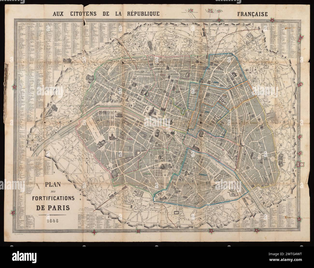 Plan des fortifications de Paris, 1848. 1848 Title at lower left ...