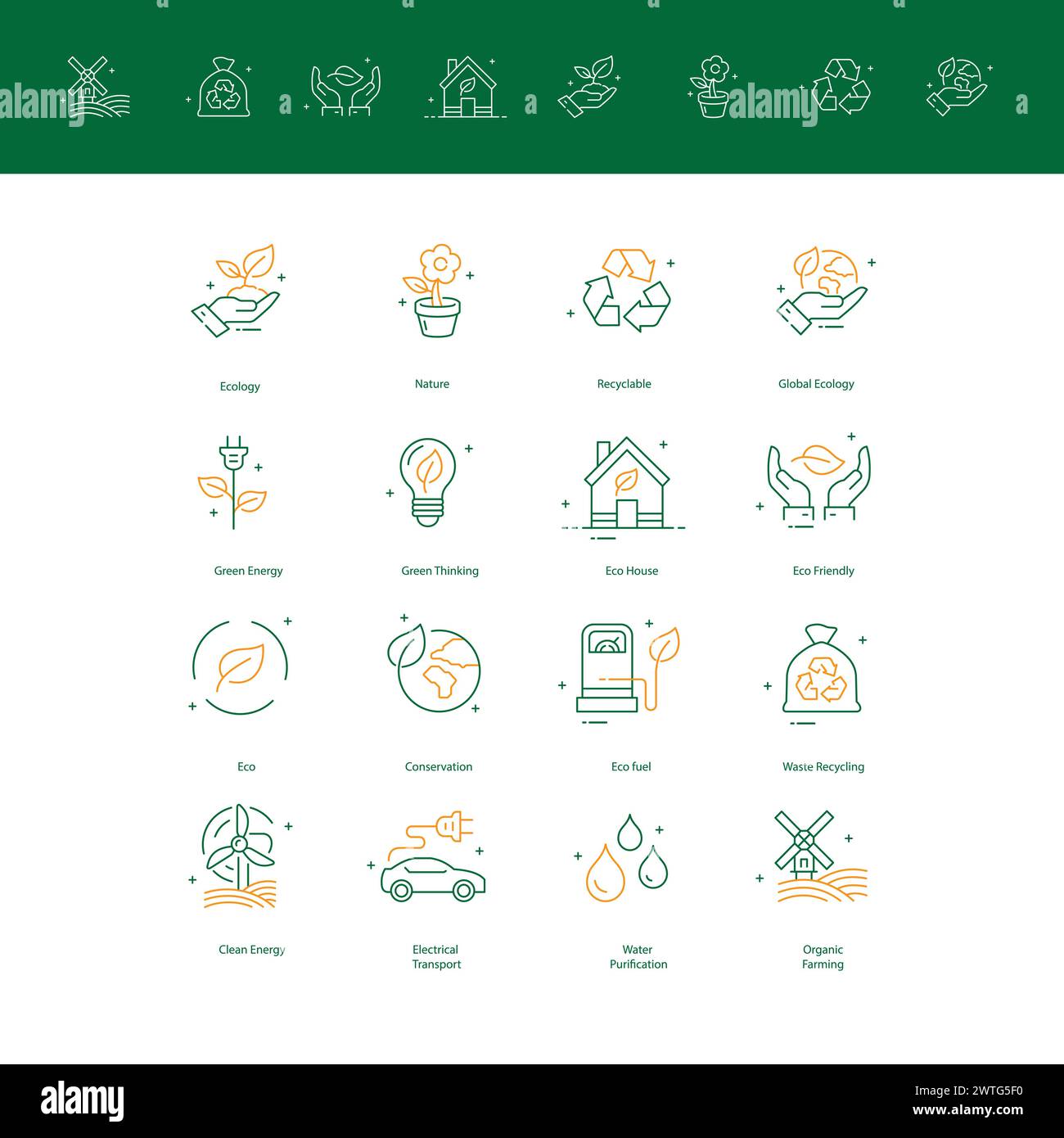 Sustainable Living Vector Icons Promoting Eco-Consciousness Stock ...