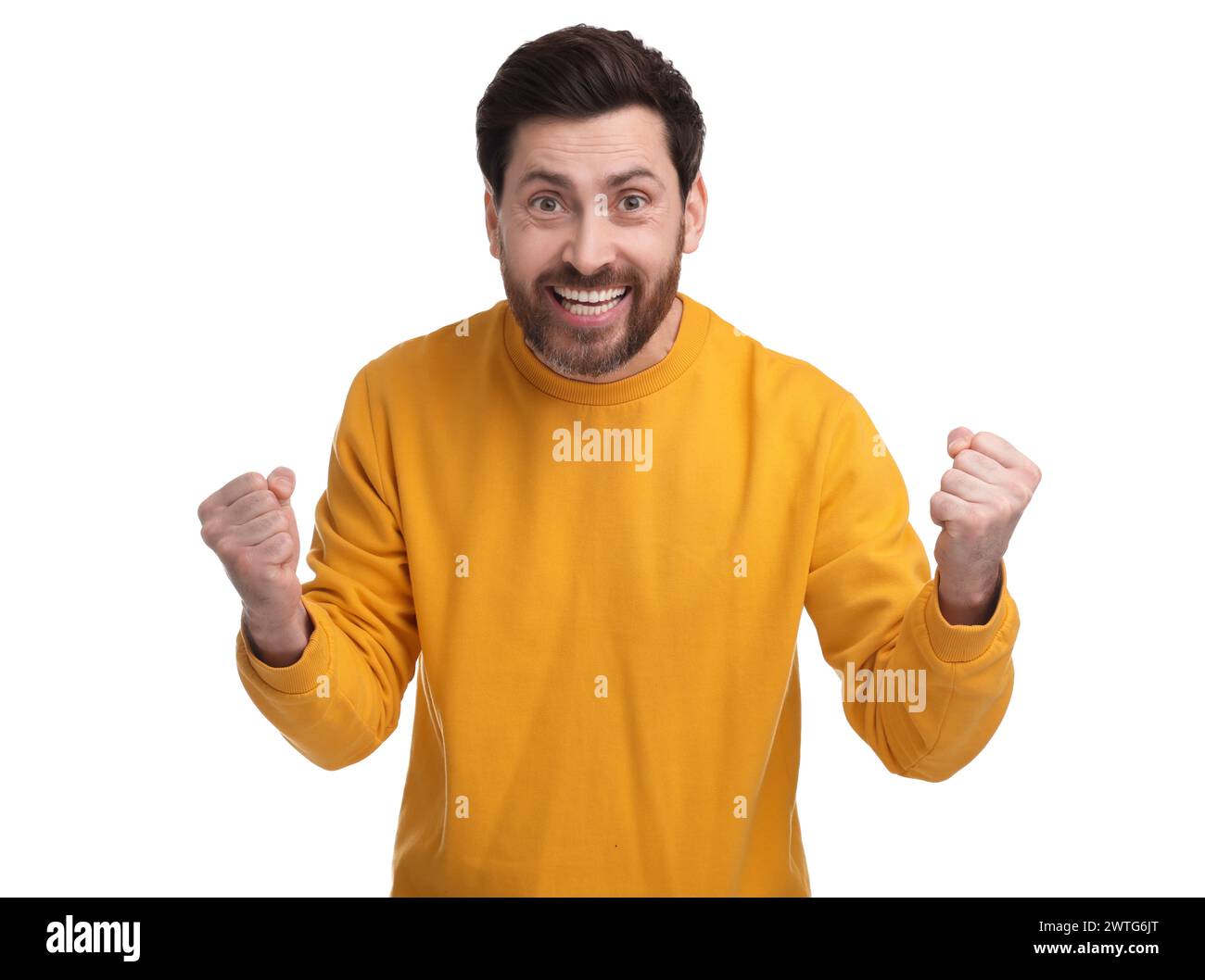 Portrait of surprised man isolated on white Stock Photo - Alamy