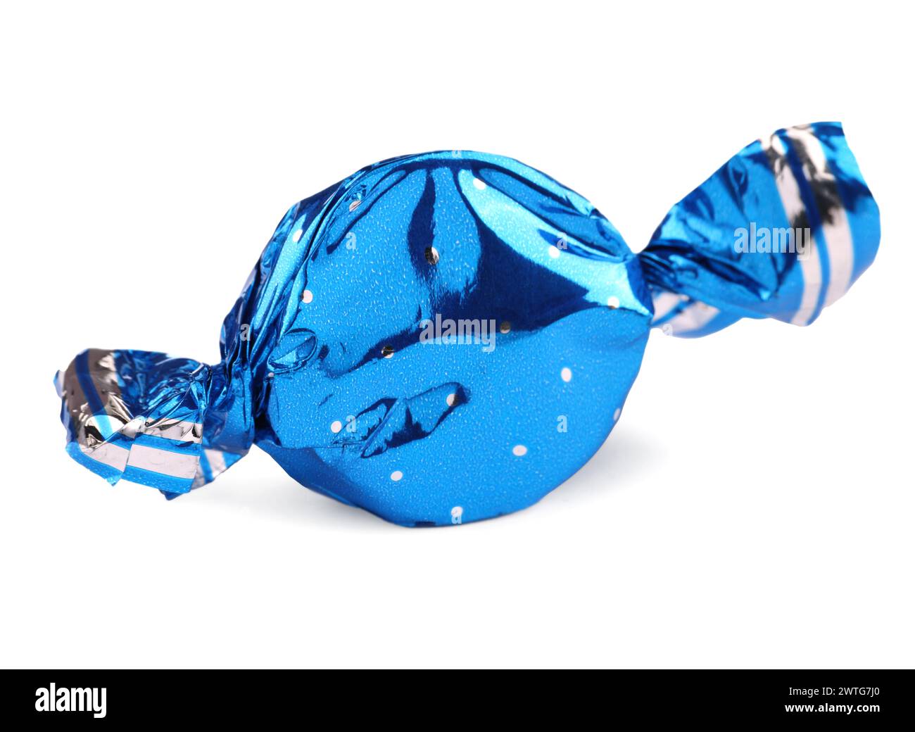 Candy in light blue wrapper isolated on white Stock Photo - Alamy