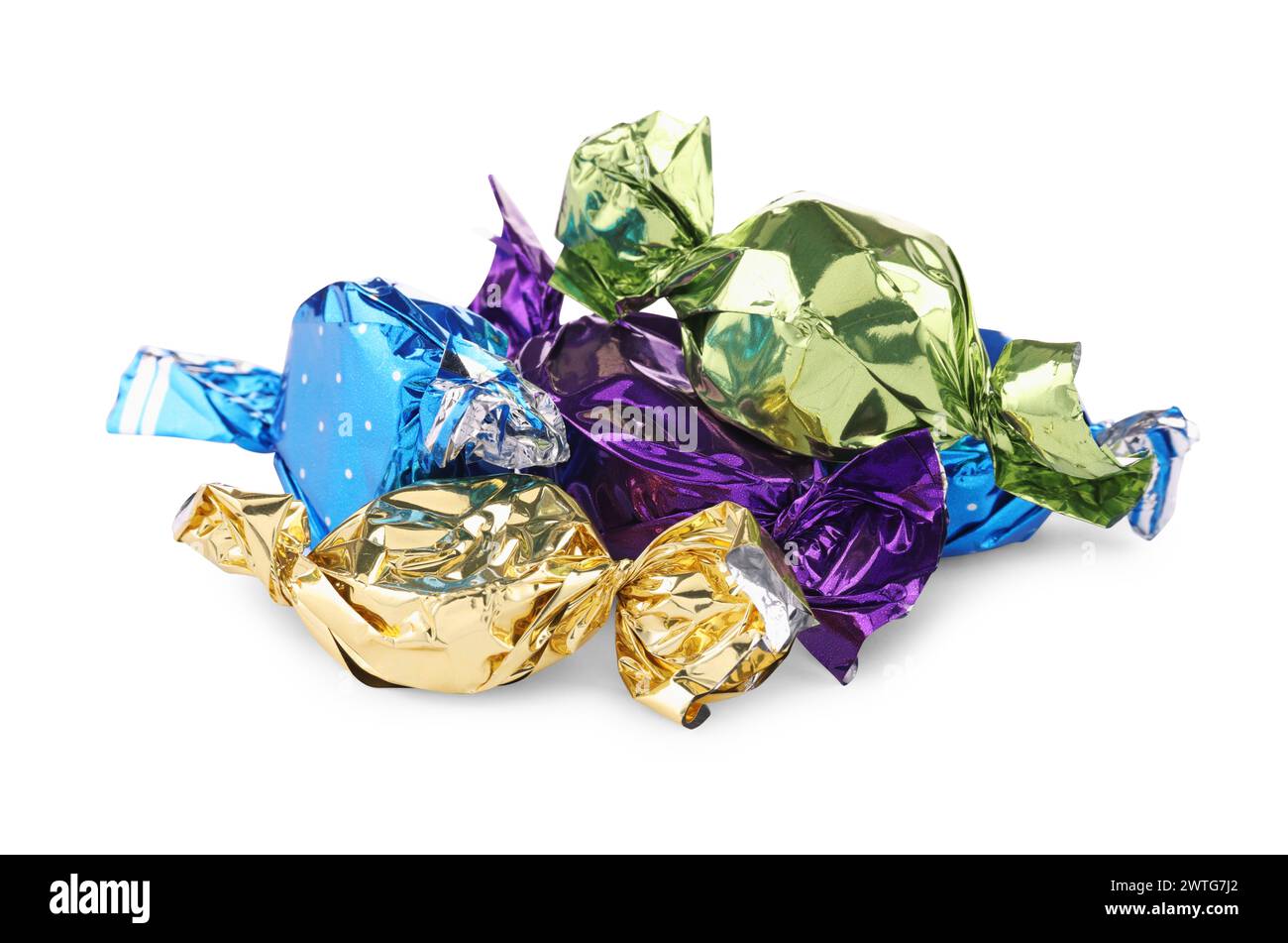 Candies in colorful wrappers isolated on white Stock Photo - Alamy