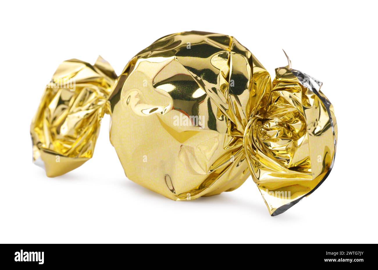 Candy in golden wrapper isolated on white Stock Photo - Alamy