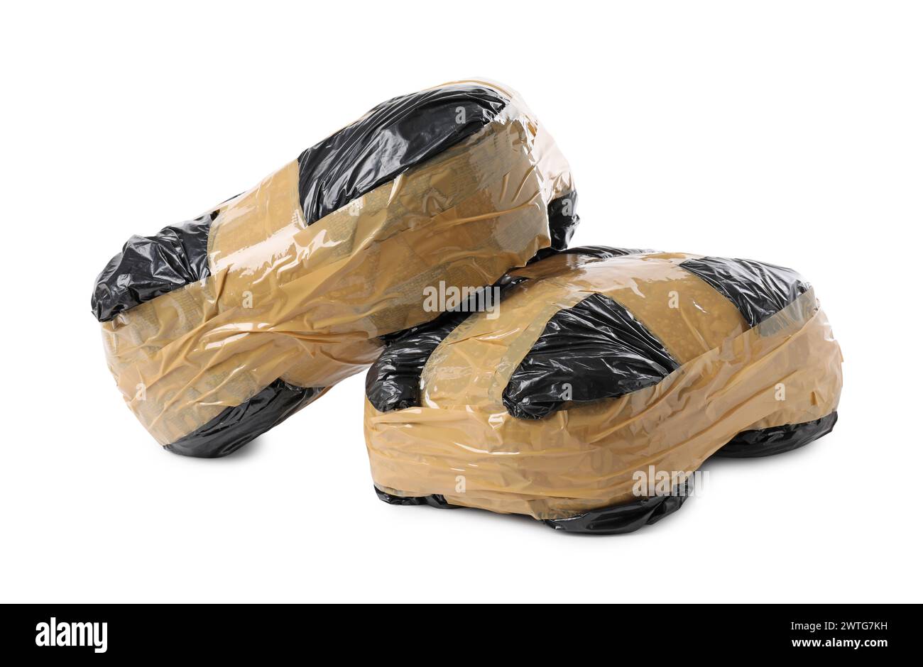 Packages with narcotics isolated on white. Drug addiction Stock Photo ...