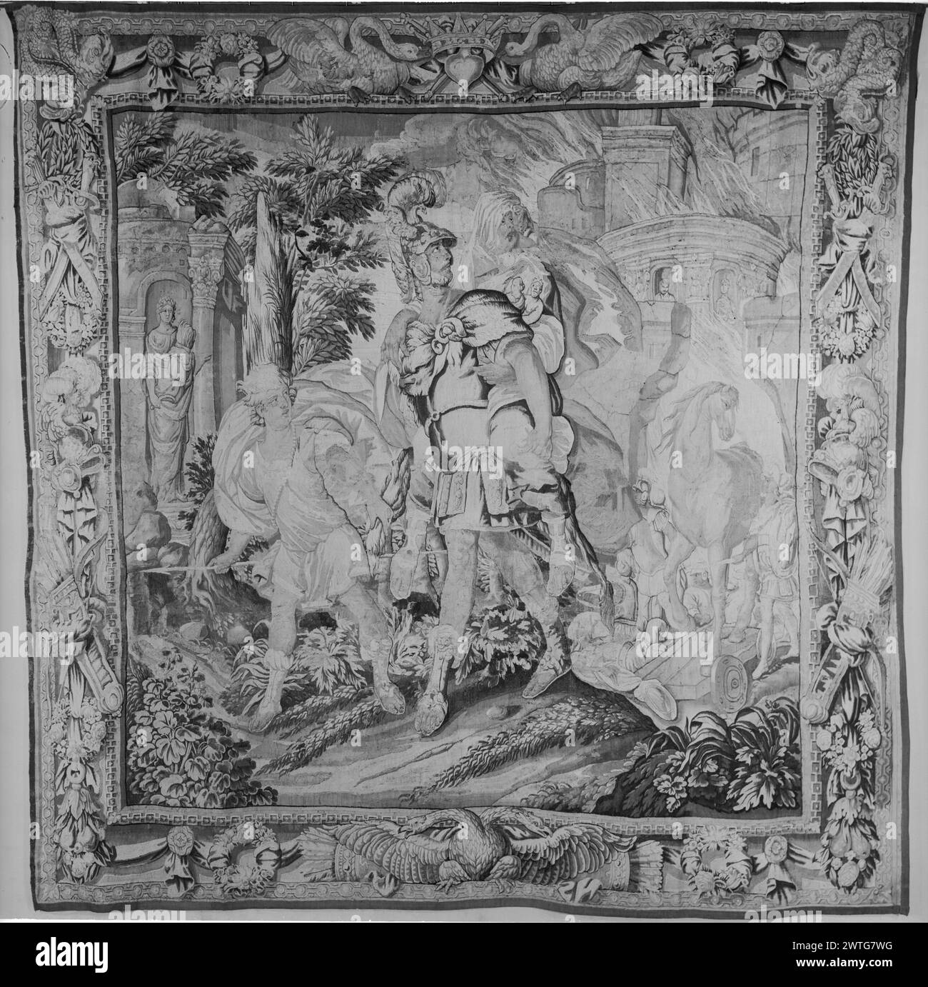 Aeneas leaves troy carrying Black and White Stock Photos & Images - Alamy