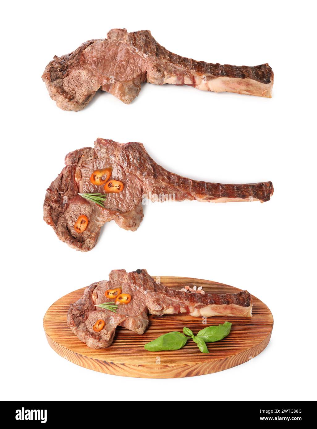 Delicious fried beef meat isolated on white, set Stock Photo - Alamy