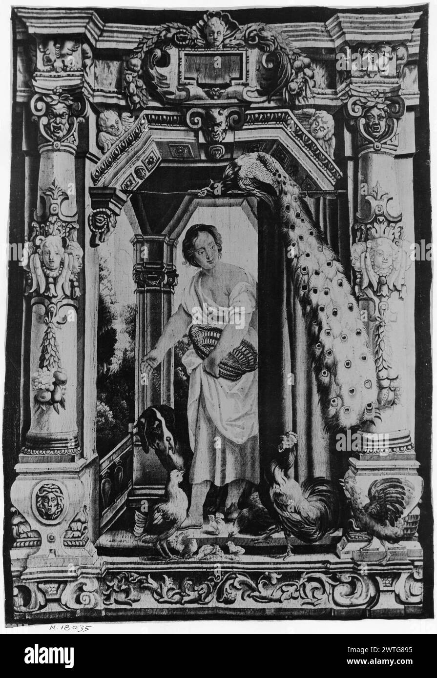 Girl feeding chickens. Jordaens, Jacob (Flemish, 1593-1678) (author of ...