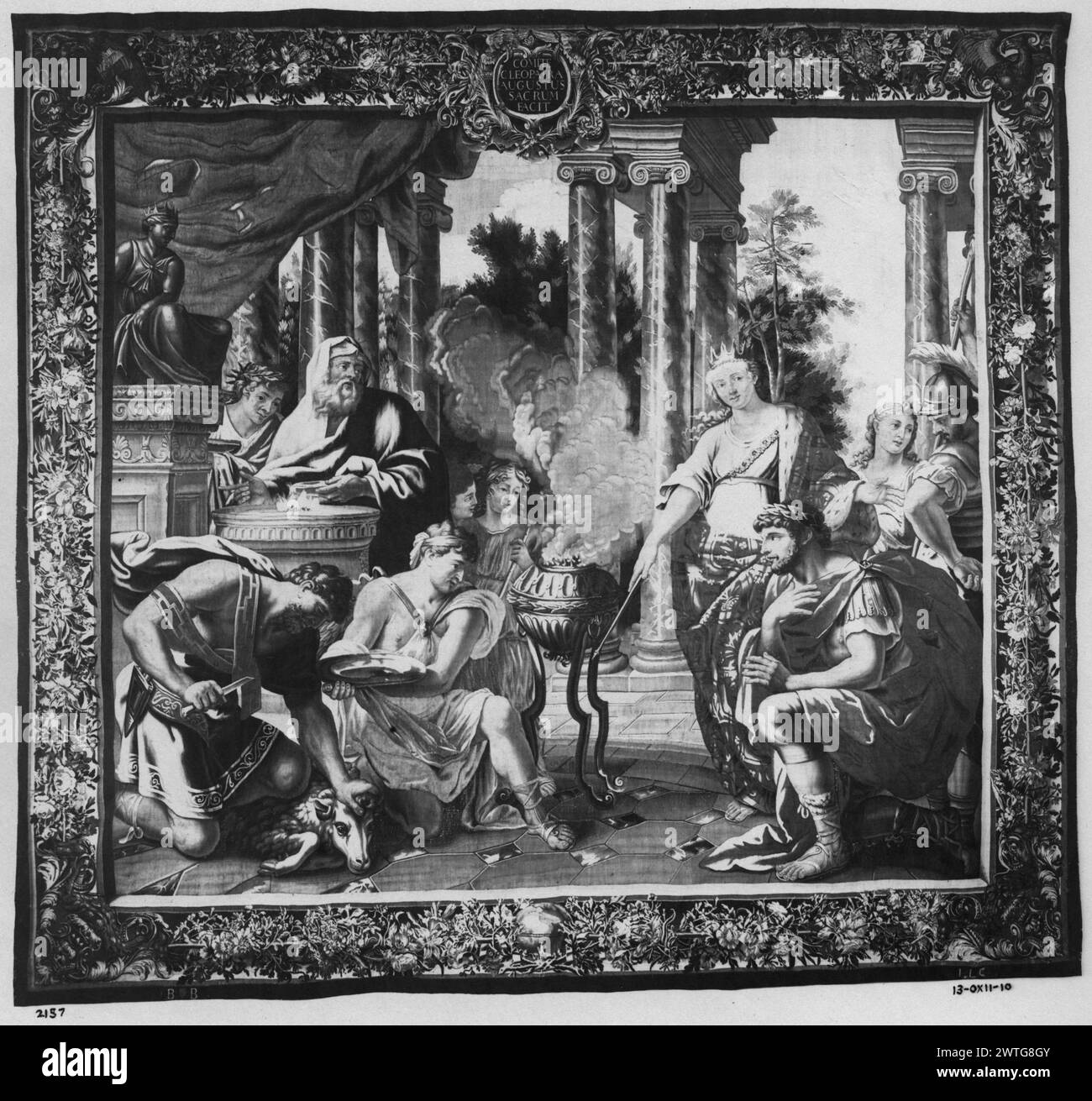 Cleopatra and Augustus at sacrifice. Clerc, Jerome le (Flemish, act ...