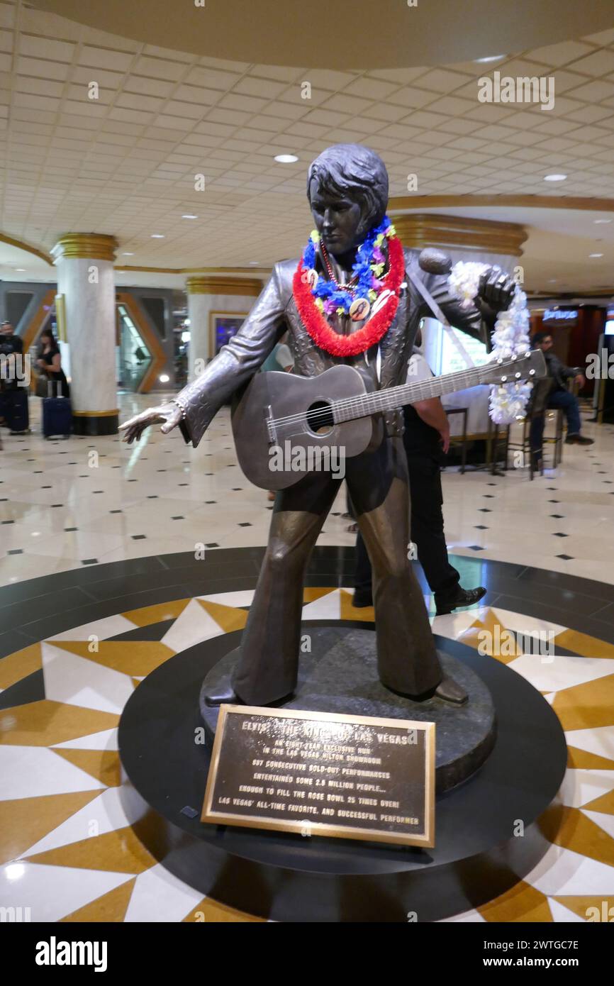 Las Vegas, Nevada, USA 8th March 2024 Elvis Statue at Westgate Hotel ...