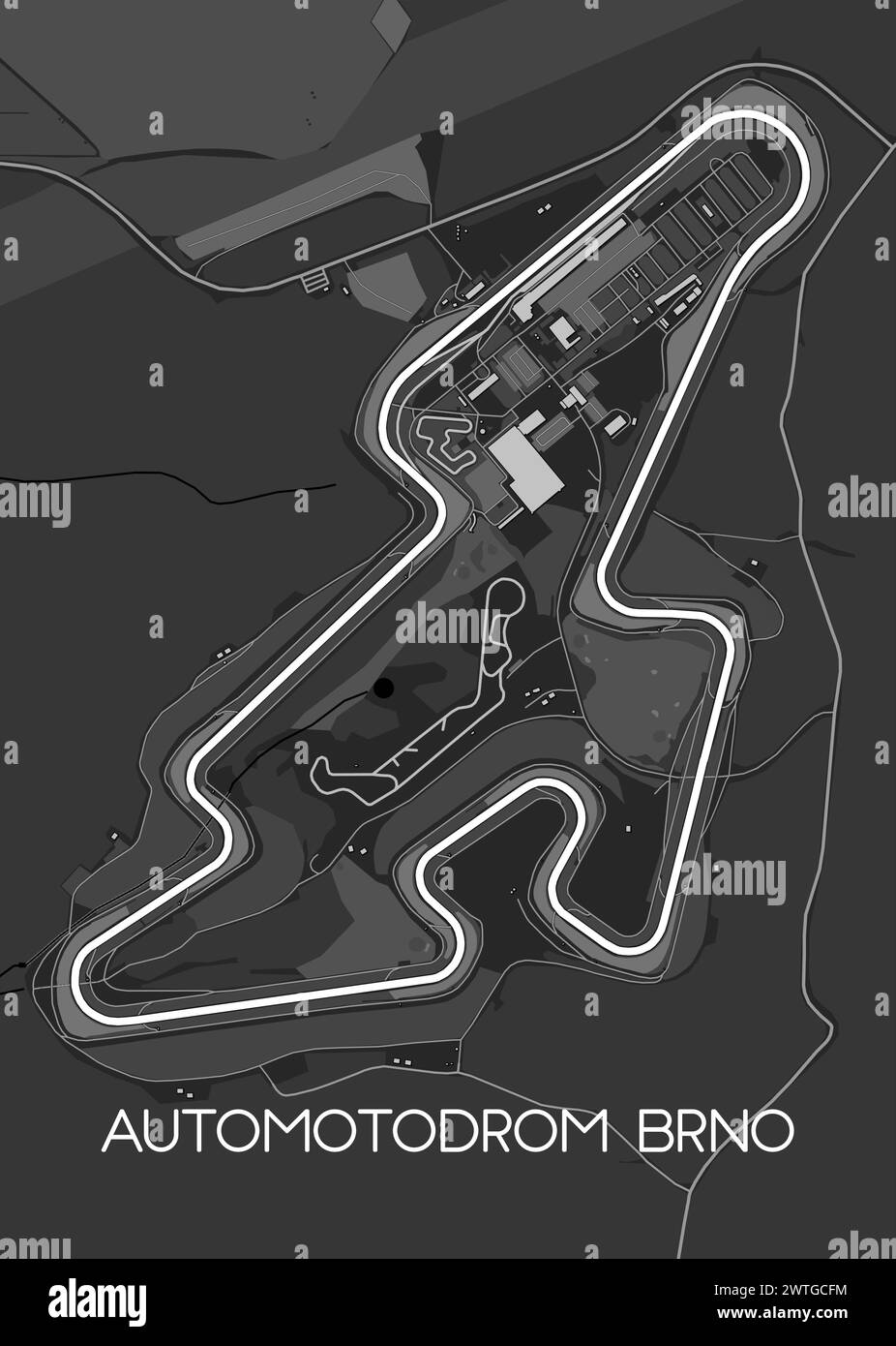 Masaryk Circuit, Automotodrom Brno racing track map poster Stock Vector ...
