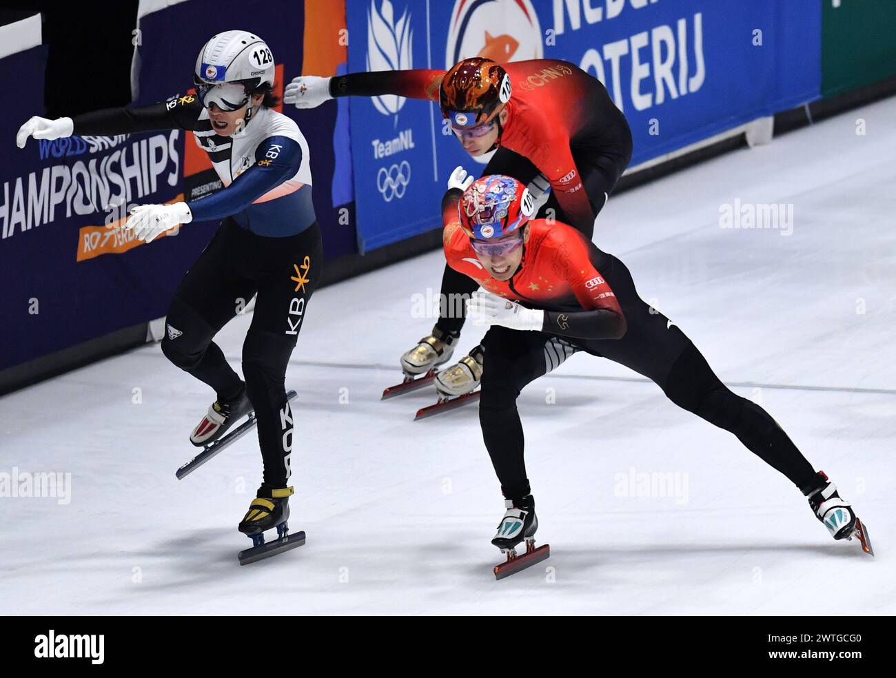 Rotterdam, Netherlands. 17th Mar, 2024. Sun Long (R) and Liu Shaoang (C ...
