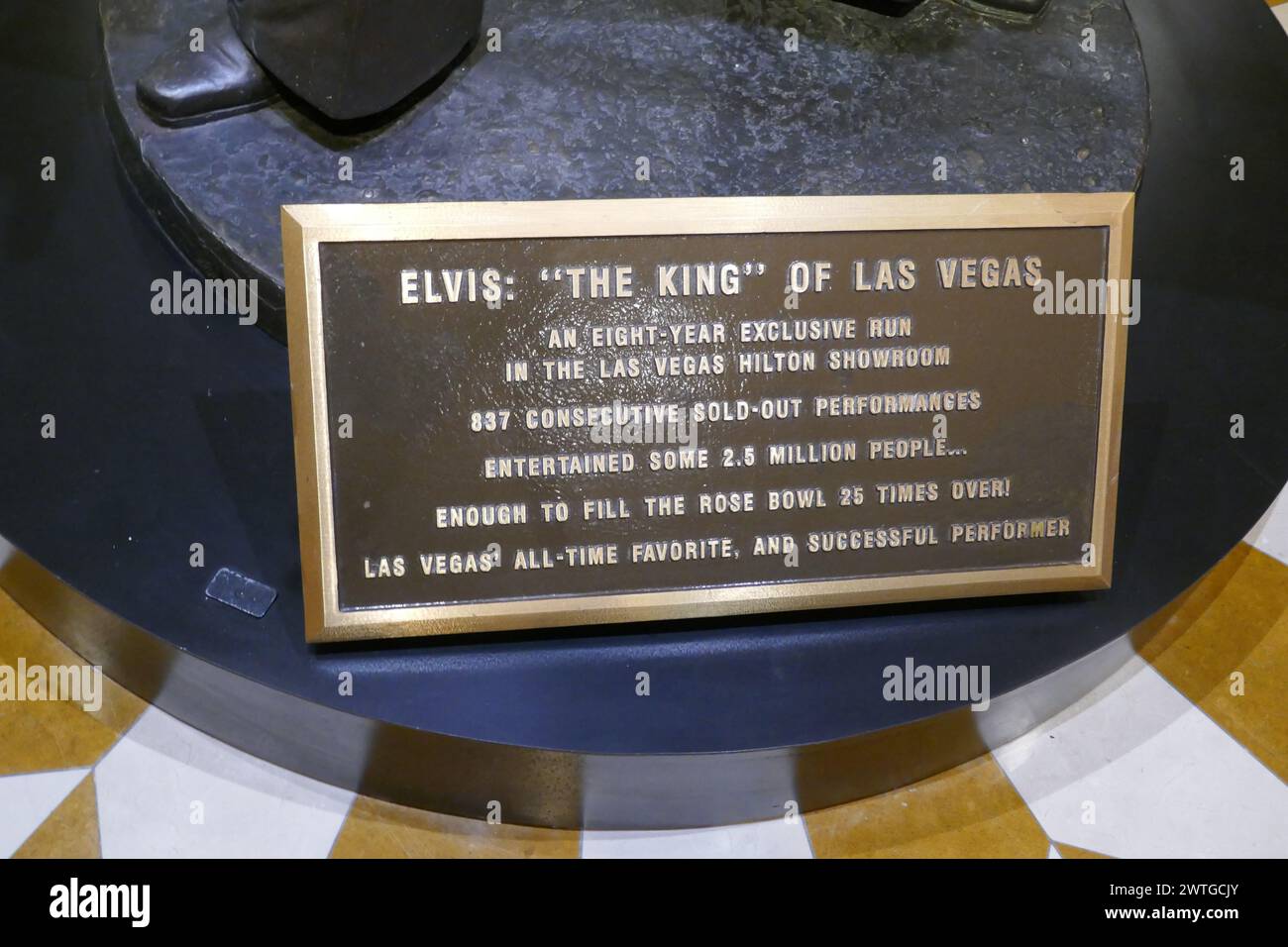 Las Vegas, Nevada, USA 8th March 2024 Elvis Statue at Westgate Hotel ...