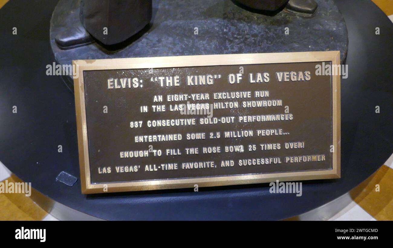 Las Vegas, Nevada, USA 8th March 2024 Elvis Statue at Westgate Hotel ...
