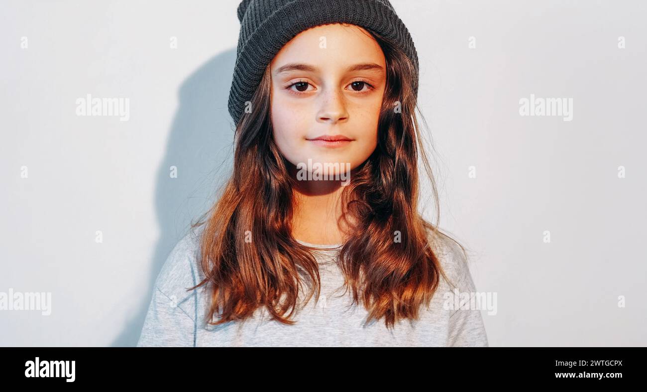 Child fashion urban kid confident cute little girl Stock Photo - Alamy