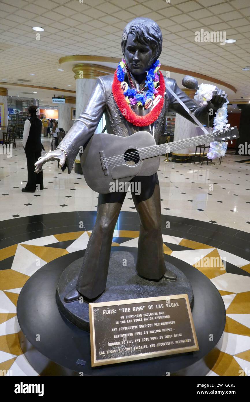 Las Vegas, Nevada, USA 8th March 2024 Elvis Statue at Westgate Hotel ...