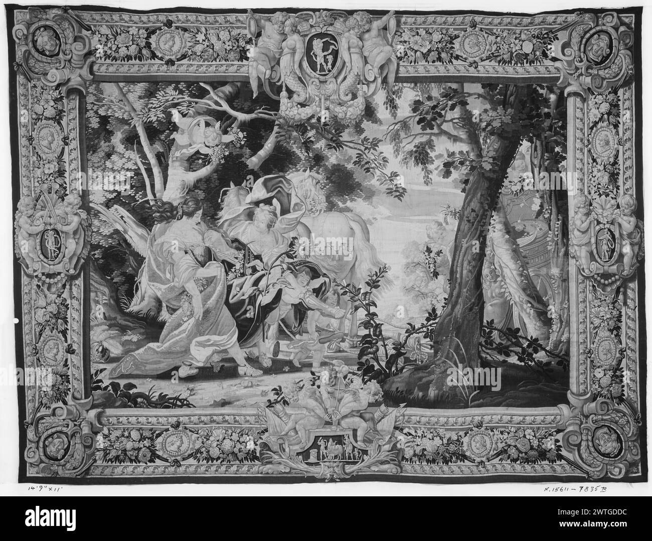 Armida and one of her suite carry the sleeping Rinaldo to a chariot ...