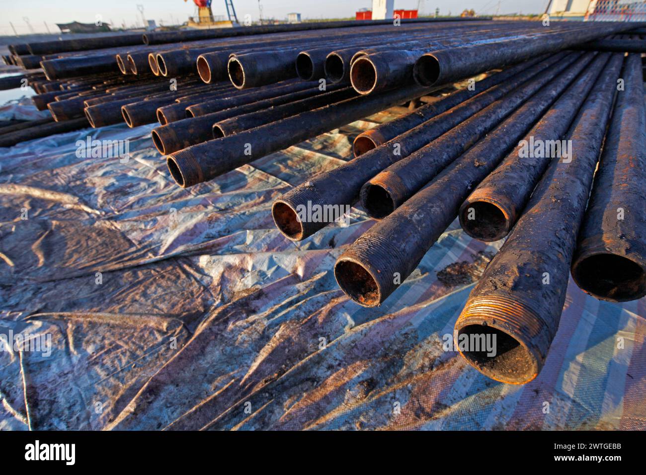 Oil drill pipe Stock Photo - Alamy