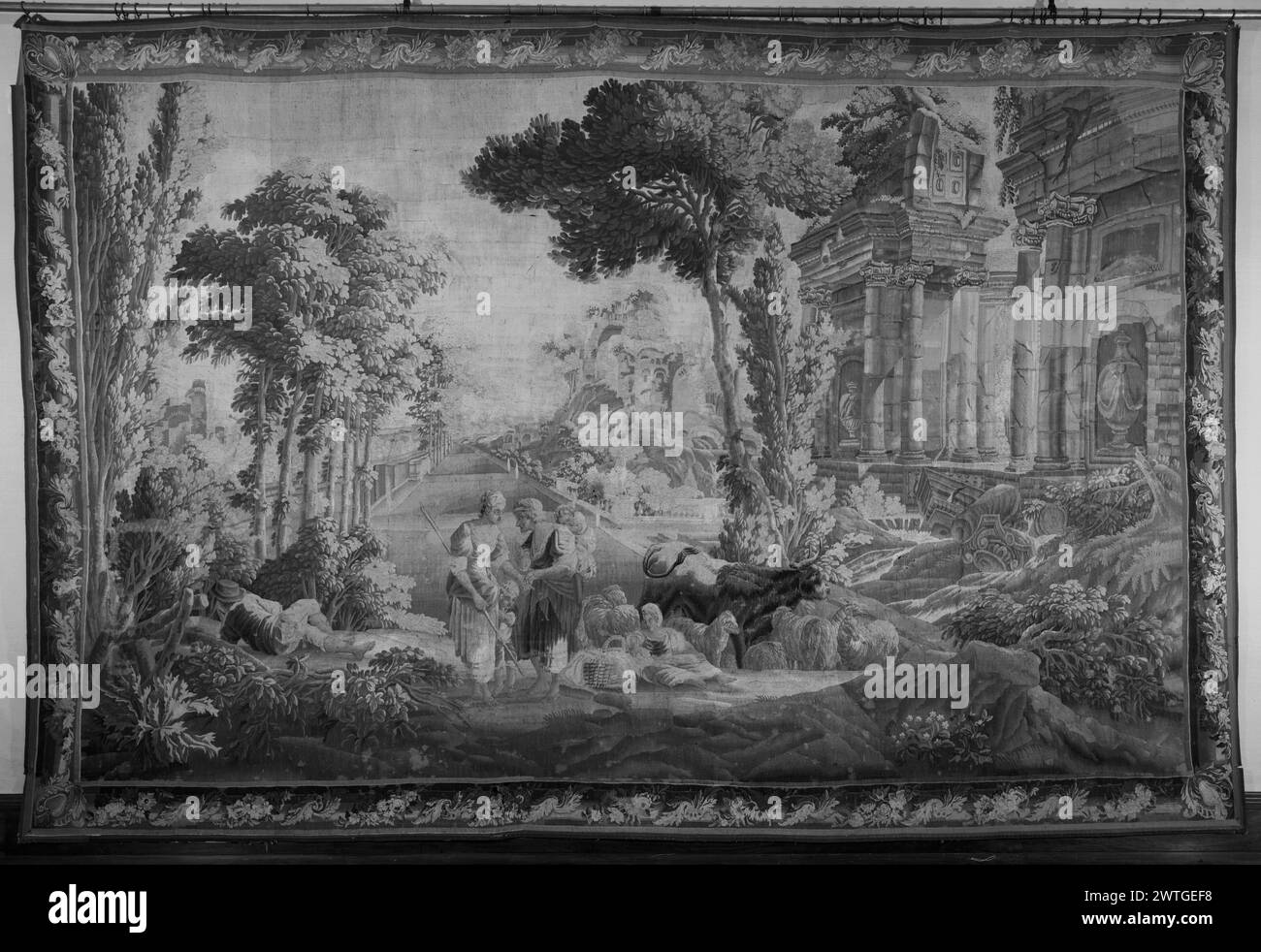Landscape with shepherd, shepherdesses and fortune-teller in garden ...