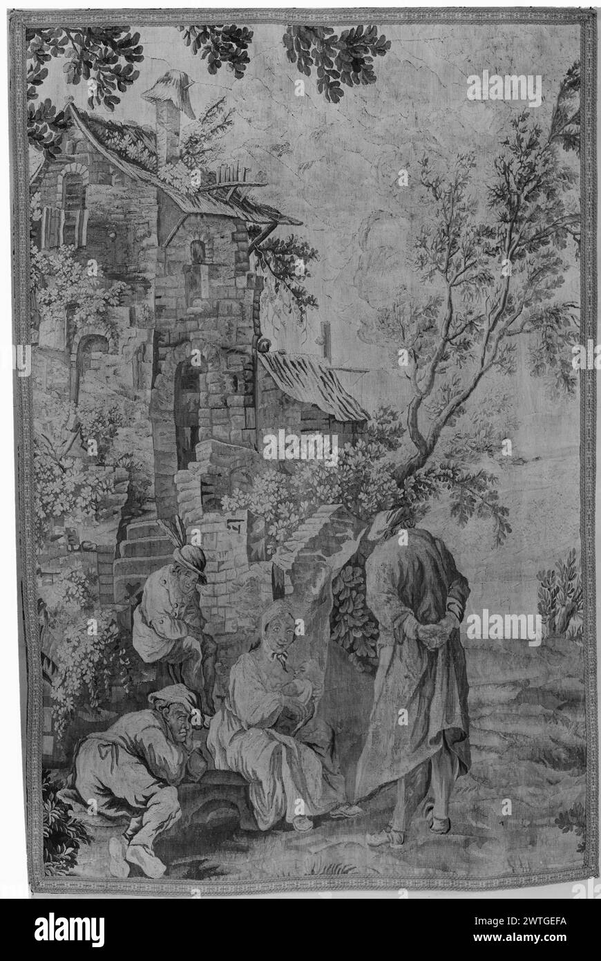 Peasants on the steps of a farmhouse. Teniers, David II (Flemish, 1610 ...