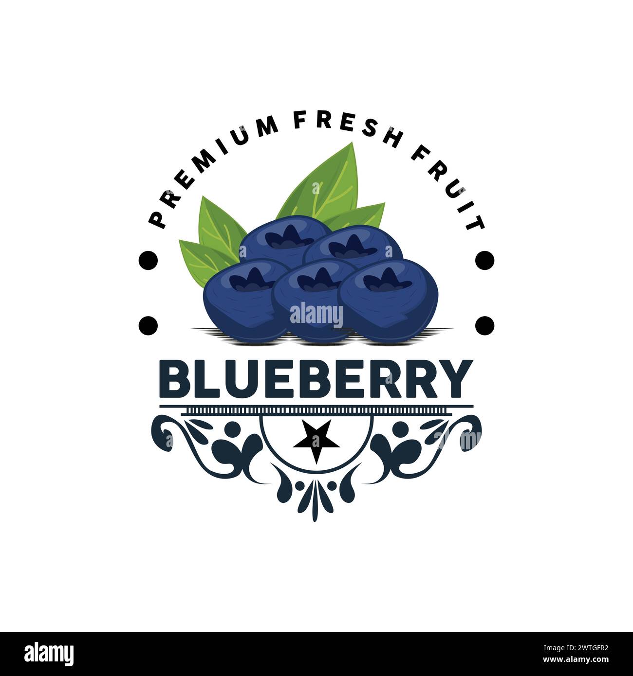 Blueberry Logo, Garden Farm Fresh Fruit Vector, Elegant Simple Design ...