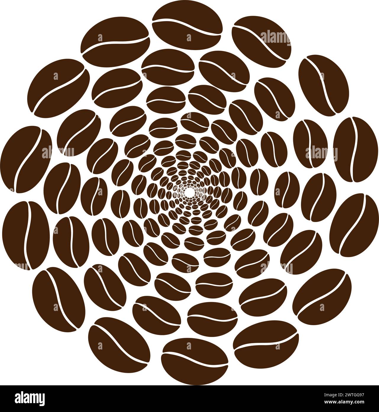 Abstract texture in the shape of a circle made of coffee beans of ...