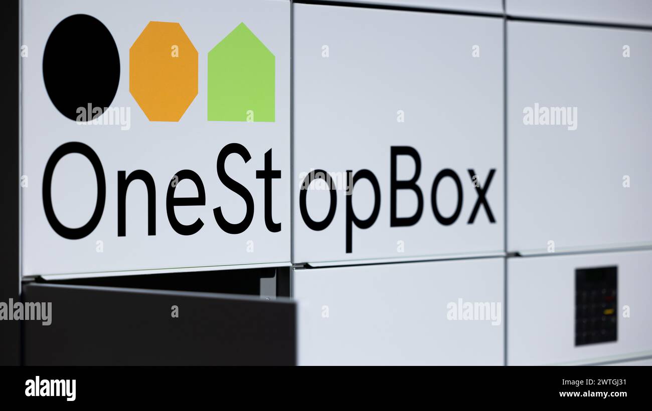 Bonn, Germany. 14th Mar, 2024. A parcel station without a label from ...