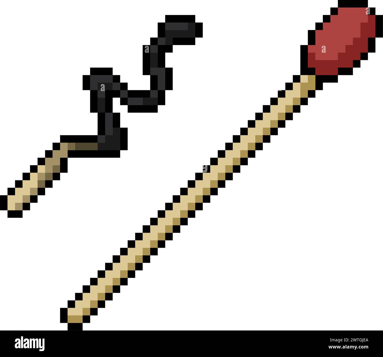 pixel art of used burnt matchstick isolated background Stock Vector ...