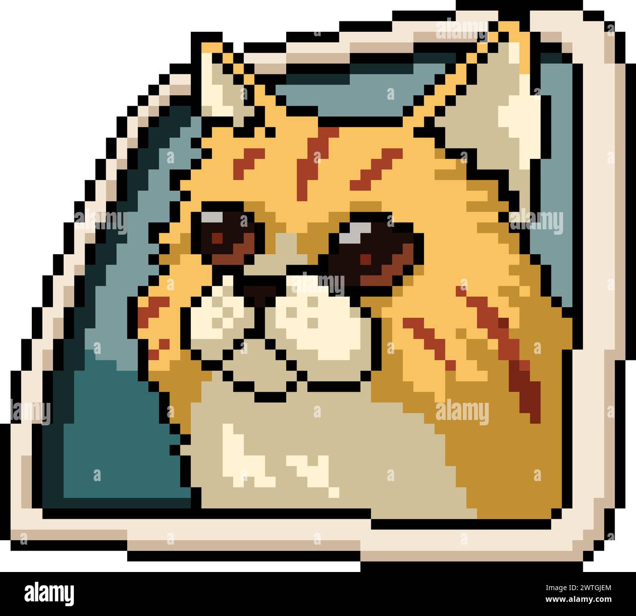 pixel art of cat face window isolated background Stock Vector Image ...