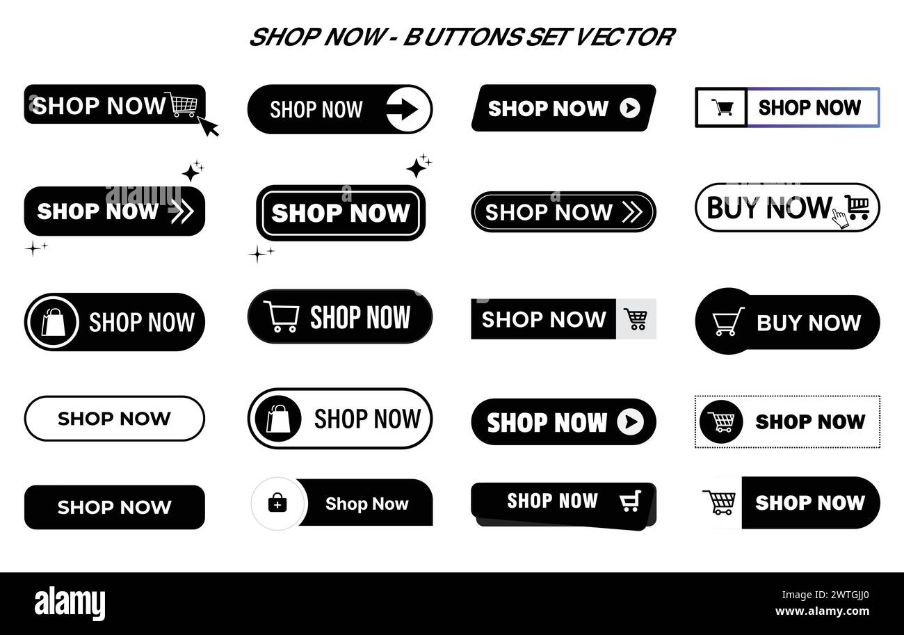 Shop Now, Buy Now Buttons Set . Modern collection of Buttons for web ...