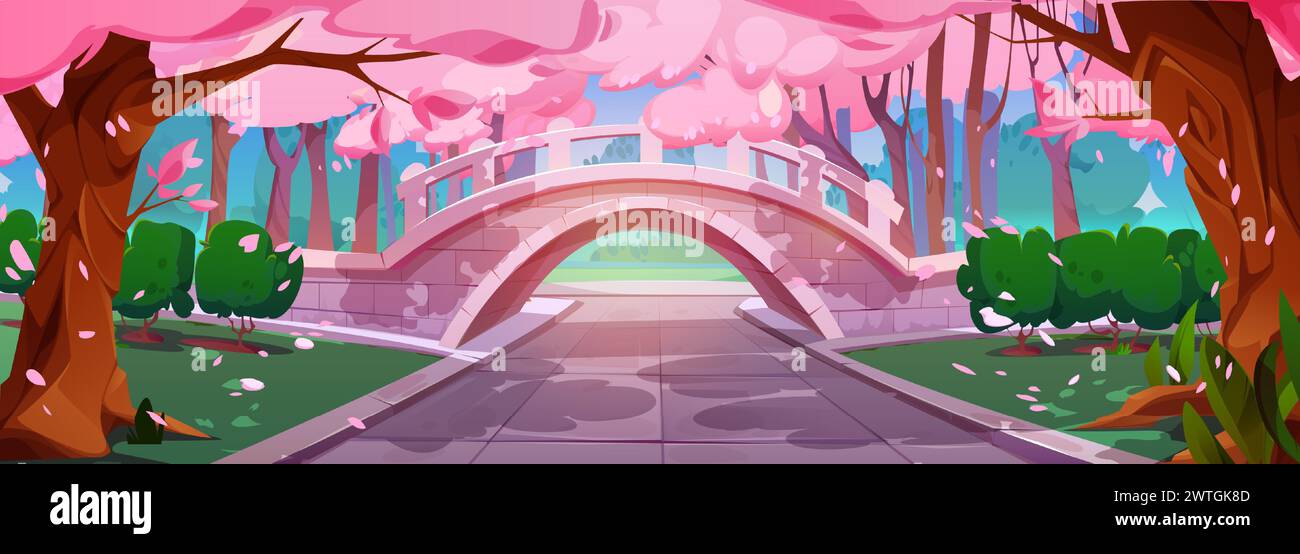 Trees along path in spring Stock Vector Images - Alamy