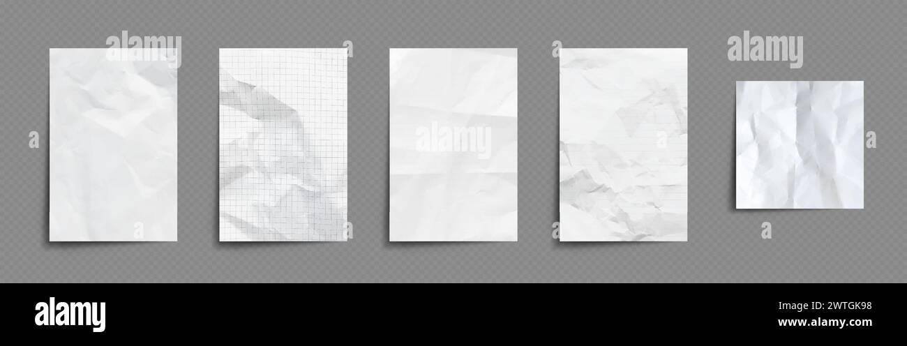 Notebook paper sheets set isolated on transparent background. Vector ...