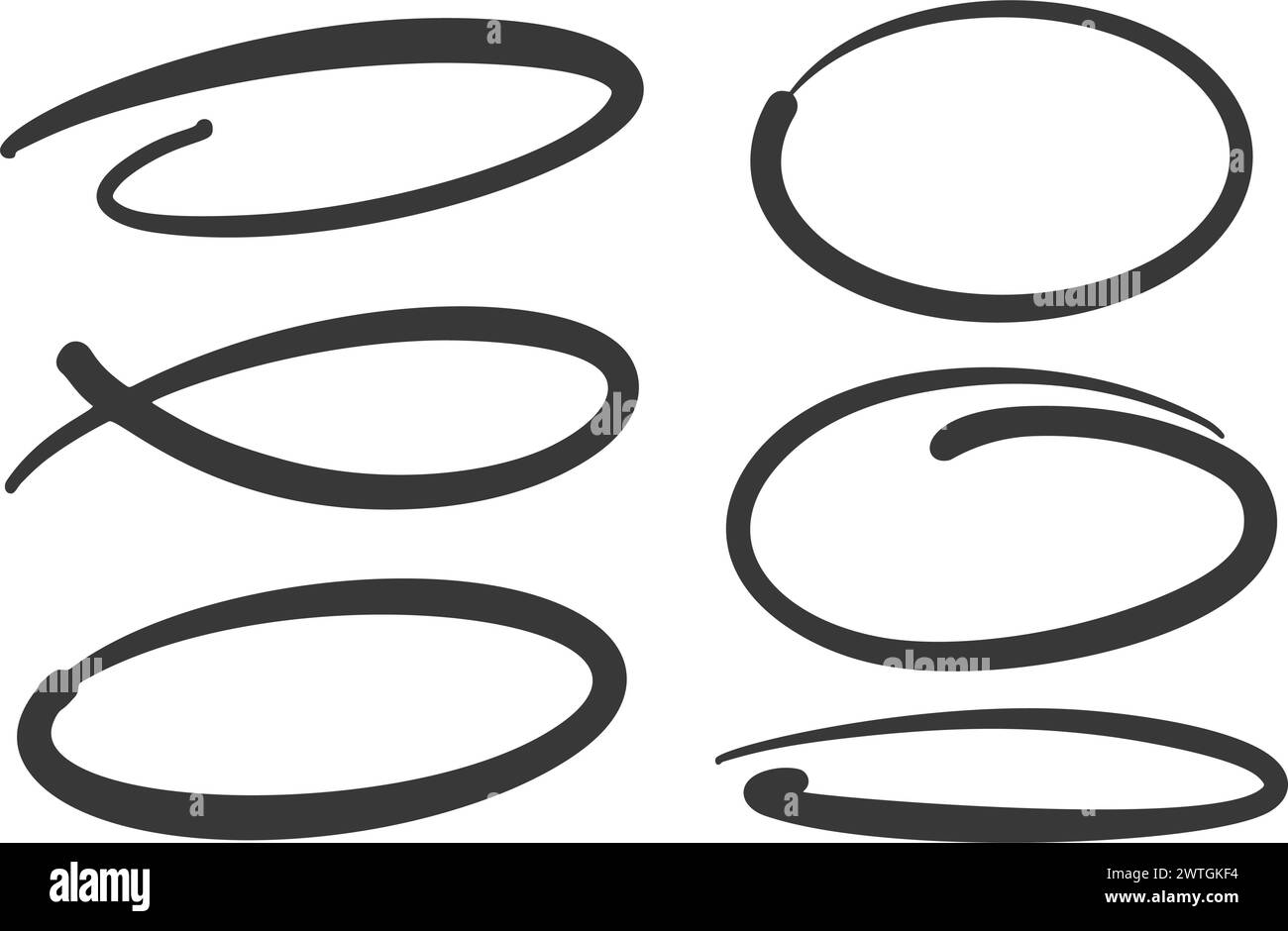 Highlight pen line. Hand drawn circle underline sketch. Oval pencil ... Highlight pen line. Hand drawn circle underline sketch. Oval pencil ...