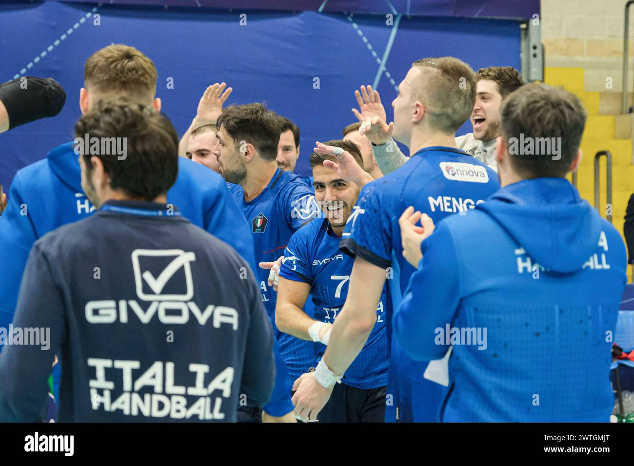 Pescara, Italy. 17th Mar, 2024. The Italian national team celebrates ...
