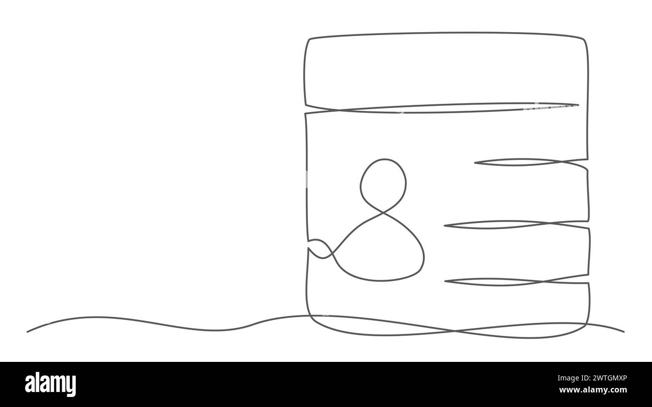 Id card One line drawing isolated on white background Stock Vector ...