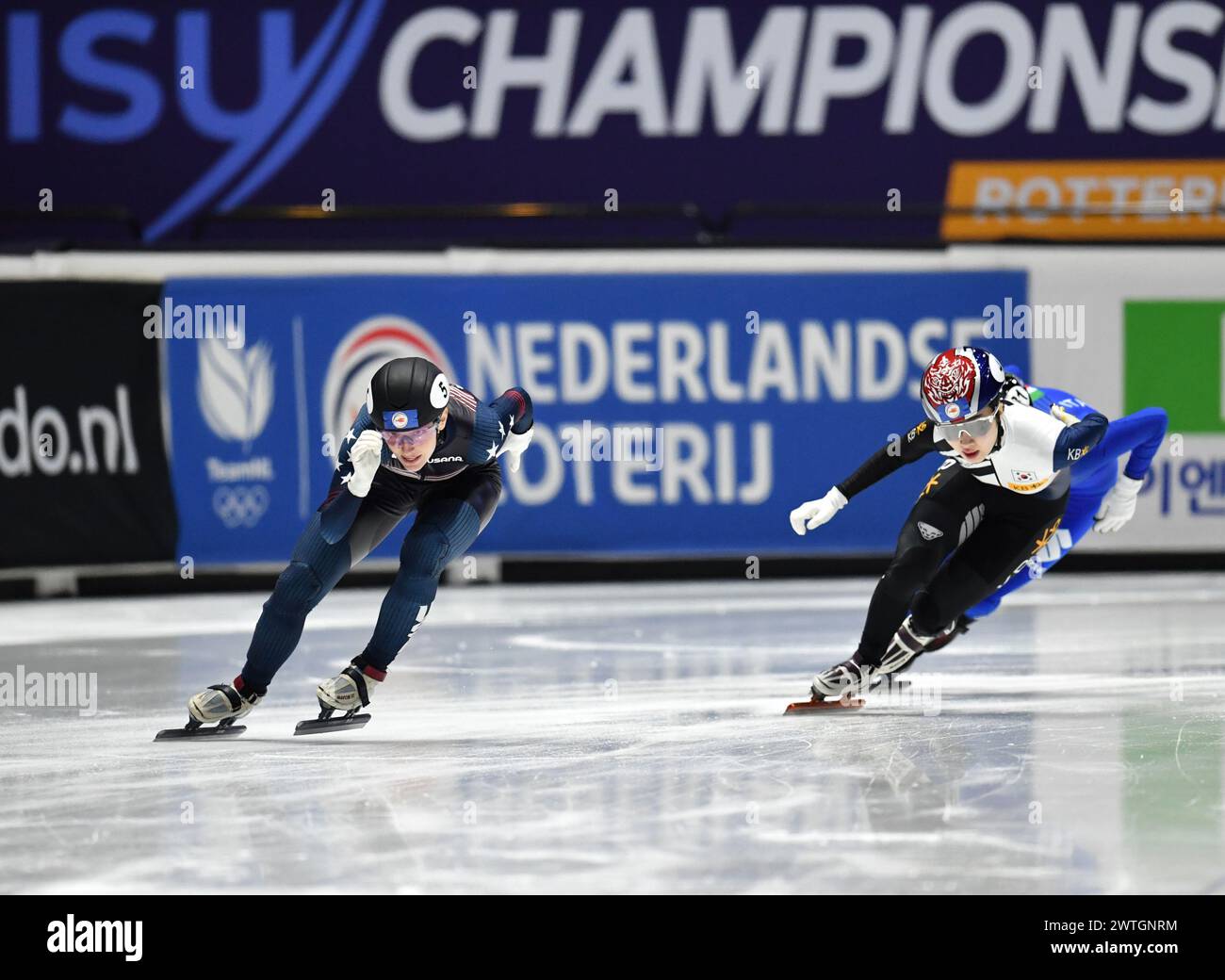 Rotterdam, Netherlands. 17th Mar, 2024. Kim Gilli of South Korea (R ...