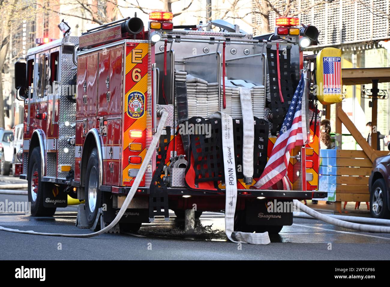 Ambulances and fire trucks stage at the scene, Sunday afternoon. Over ...