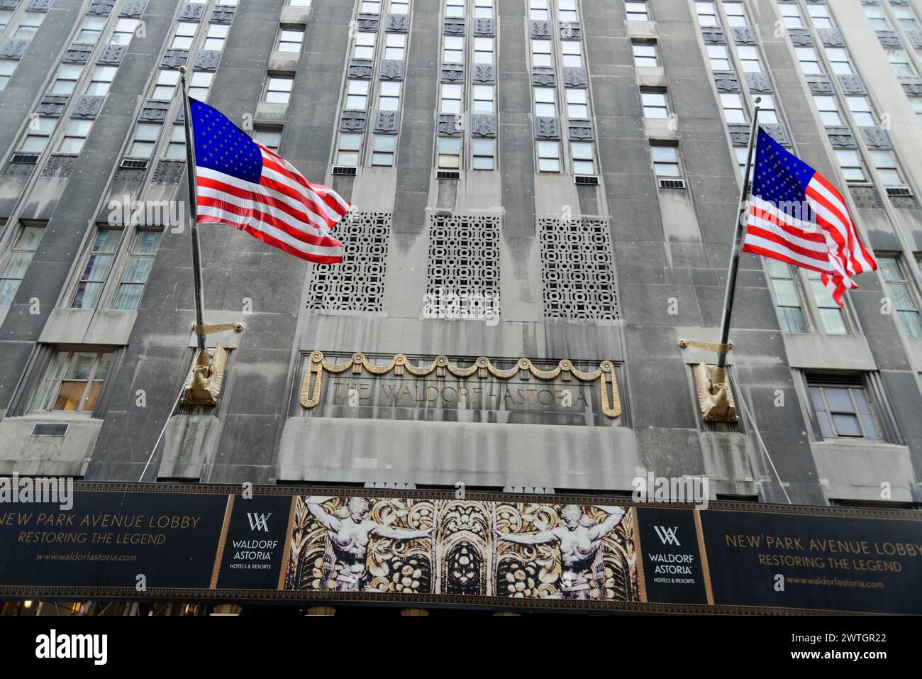 Luxury Hotel Waldorf Astoria on Fifth Avenue, Midtown, entrance to the ...