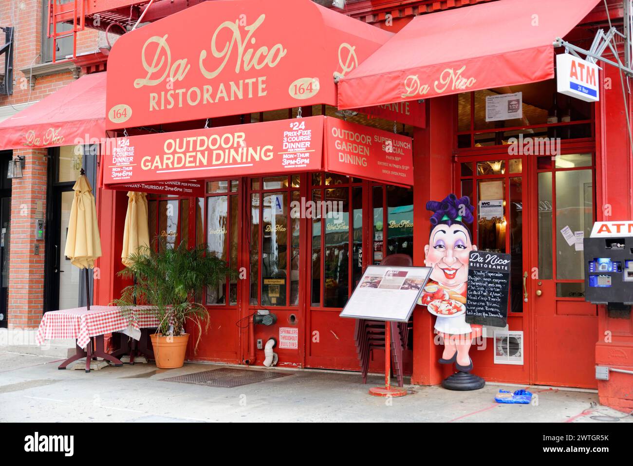 Da Nico Ristorante with a red outdoor area and caricature figure ...