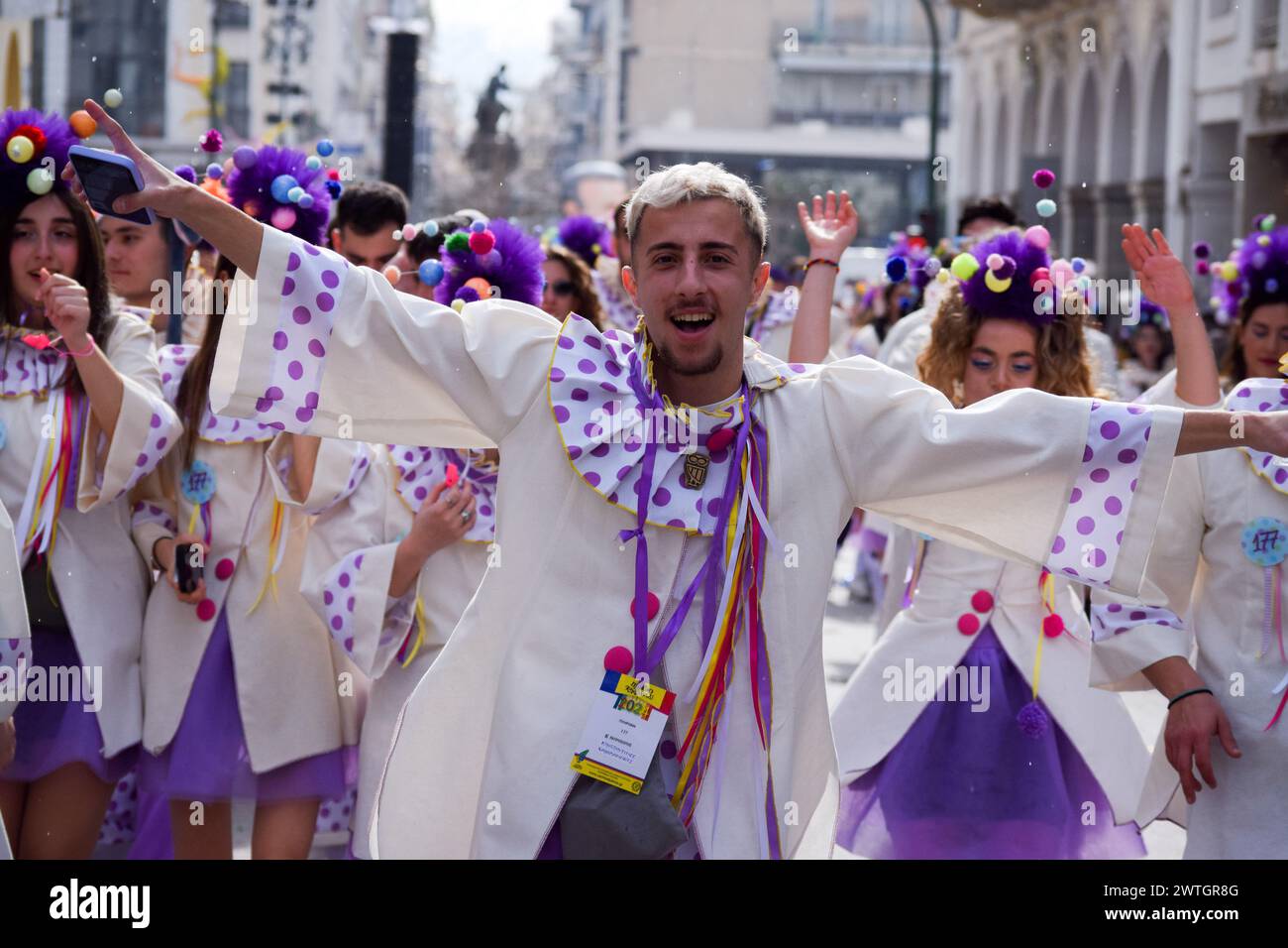 Patras, Greece. 17 March 2024. People celebrate and dance during the ...