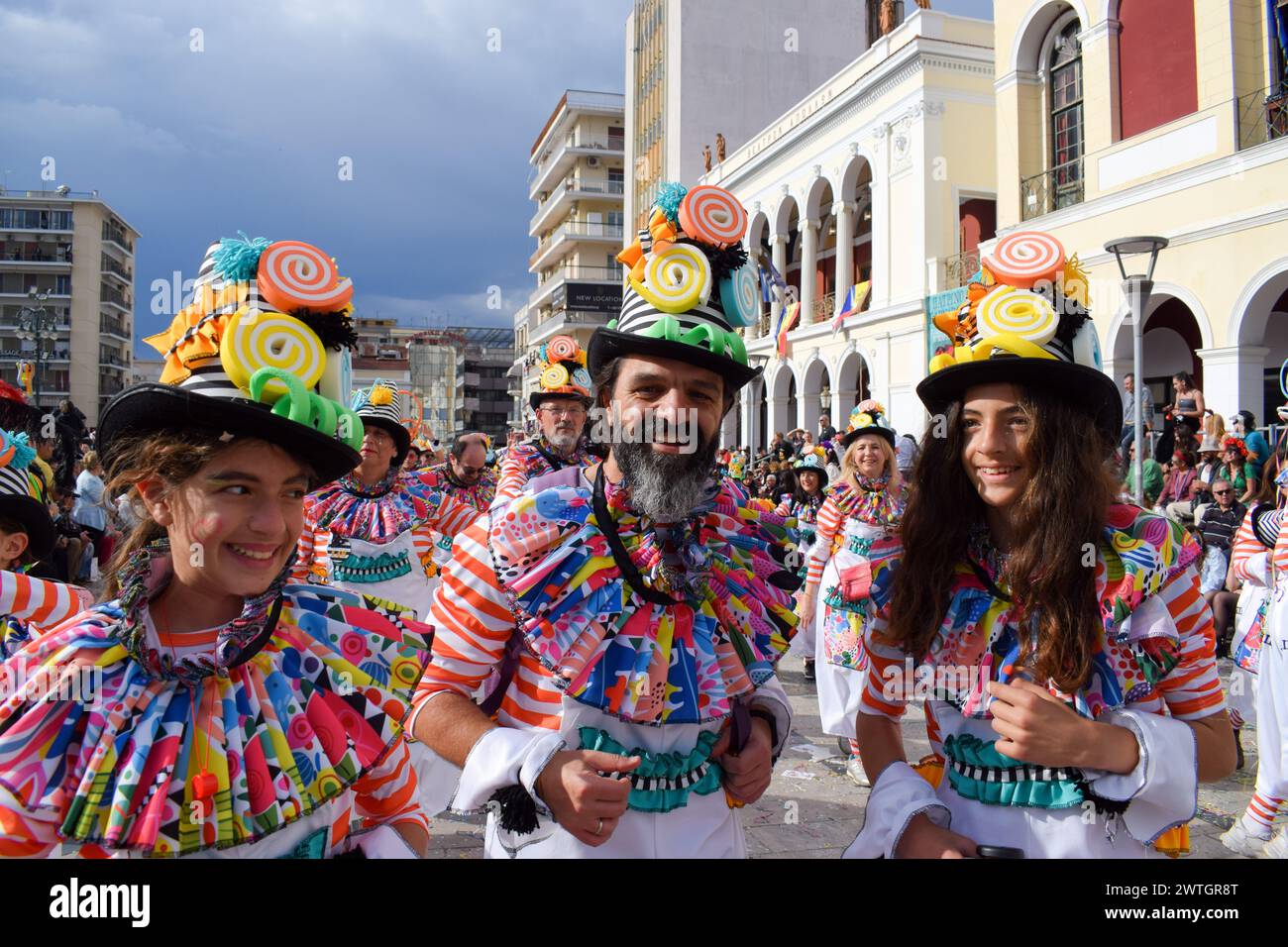 Patras, Greece. 17 March 2024. People celebrate and dance during the ...