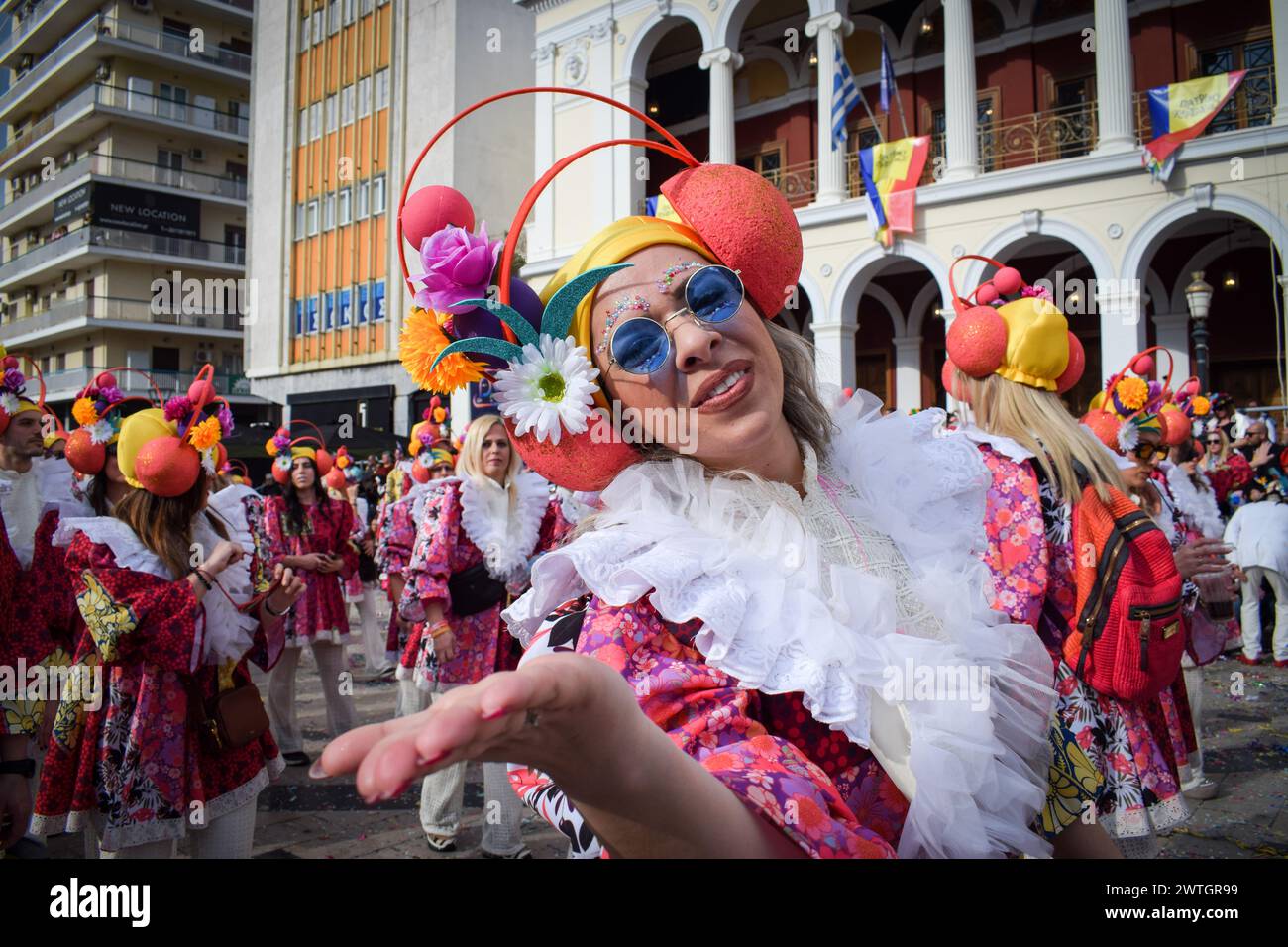 Patras, Greece. 17 March 2024. People celebrate and dance during the ...