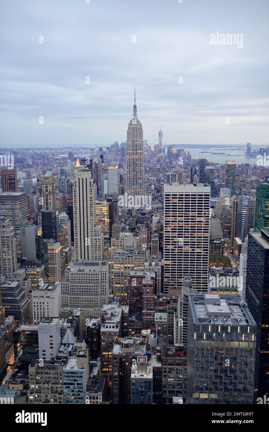 Viewing terrace of Rockefeller Center, view of the skyline with the ...
