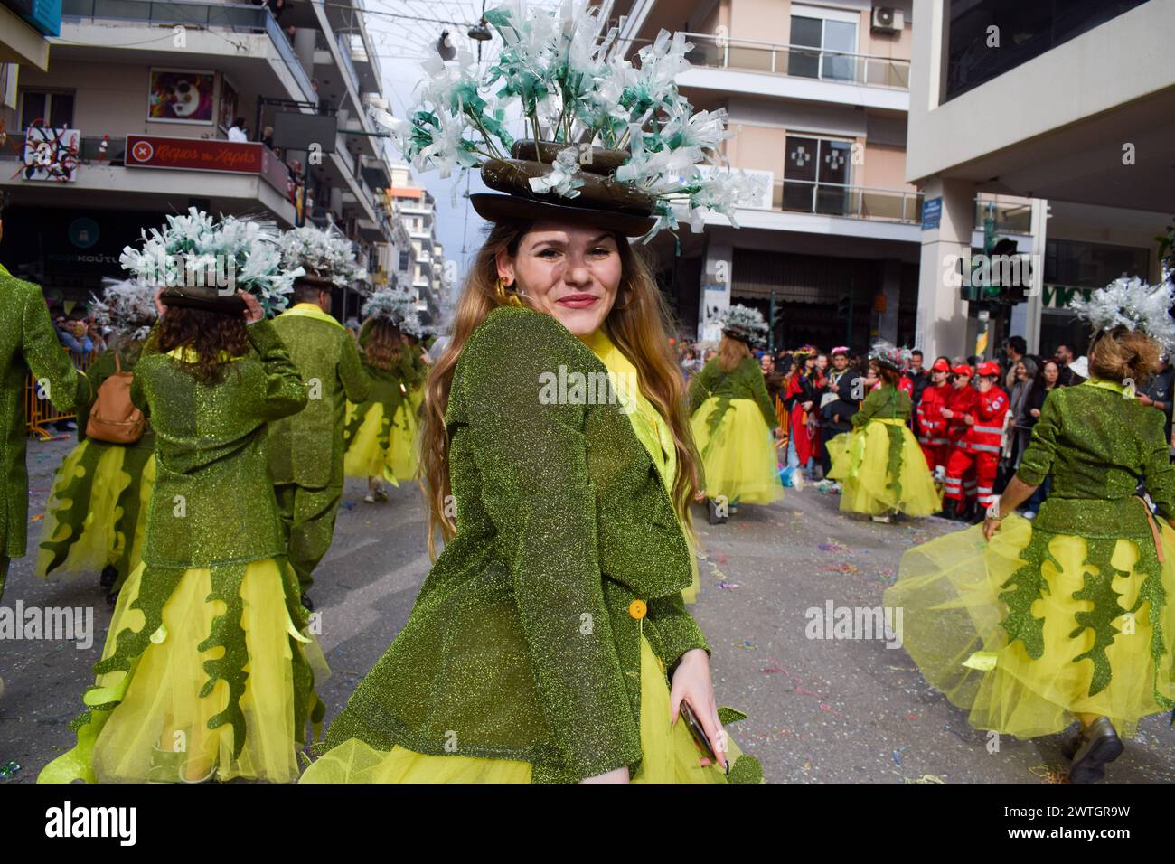 Patras, Greece. 17 March 2024. People celebrate and dance during the ...