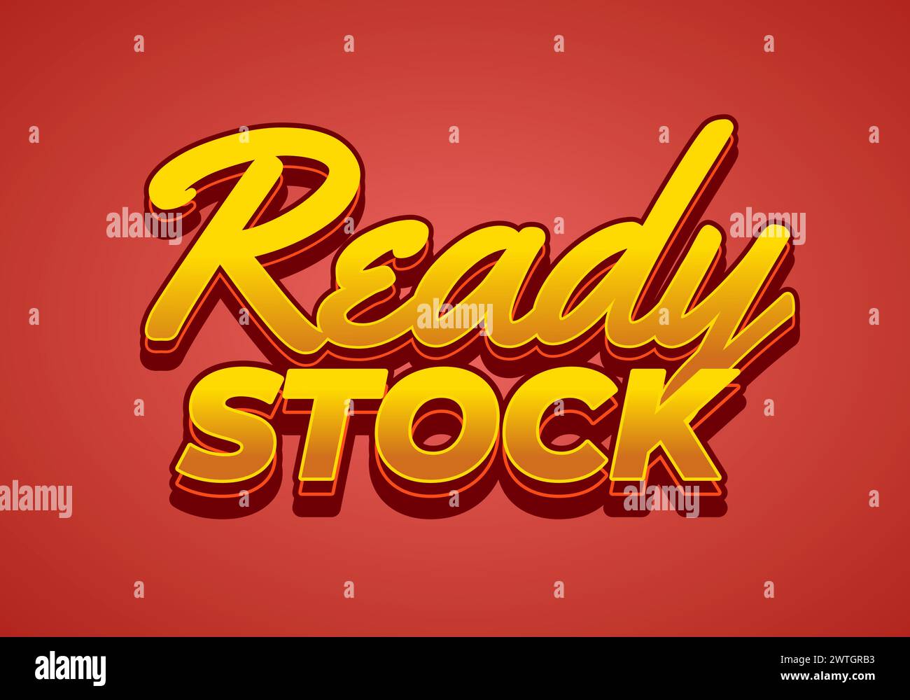 Ready stock. Text effect design in 3 dimension style in yellow red ...