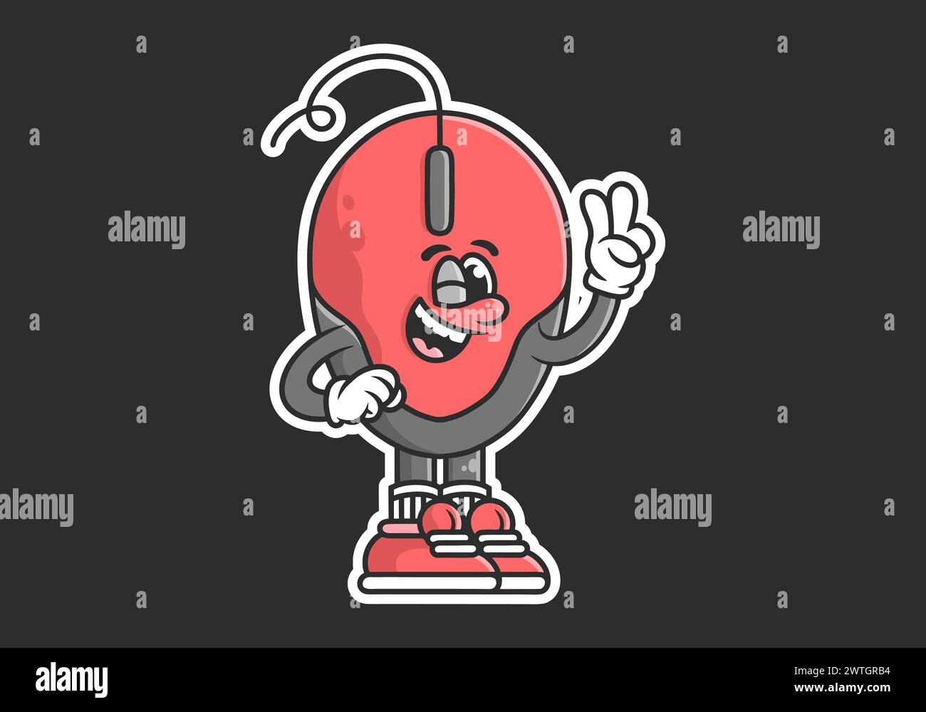 Mascot character illustration of a computer mouse with hands forming a ...