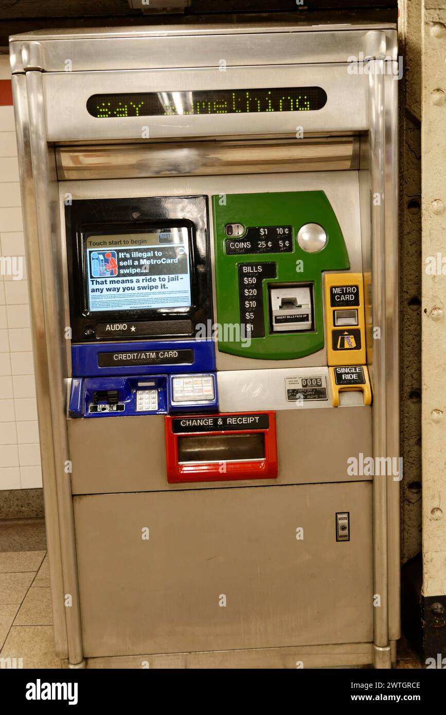 Ticket vending machine in an underground station with screen and ...