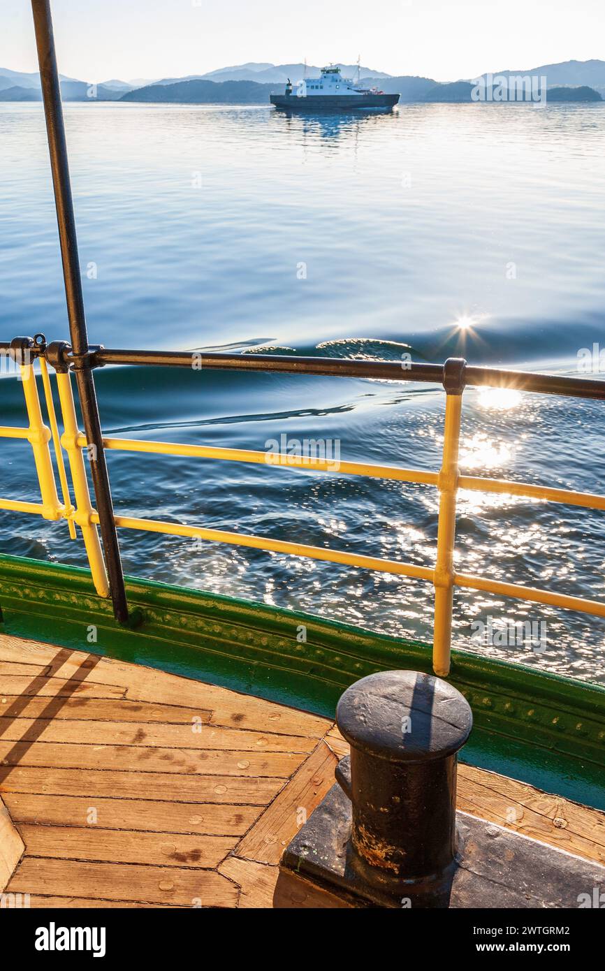 Seascape view from a ship deck with a ferry Stock Photo - Alamy
